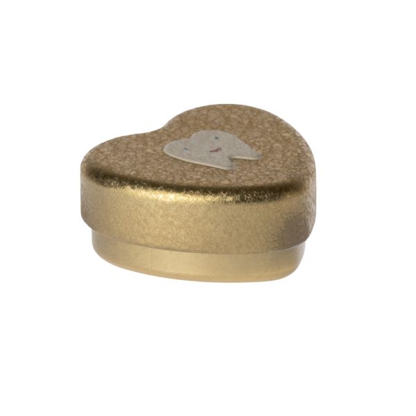 Maileg hjerteformet tanddåse, guld - x-small - Olisan.dk