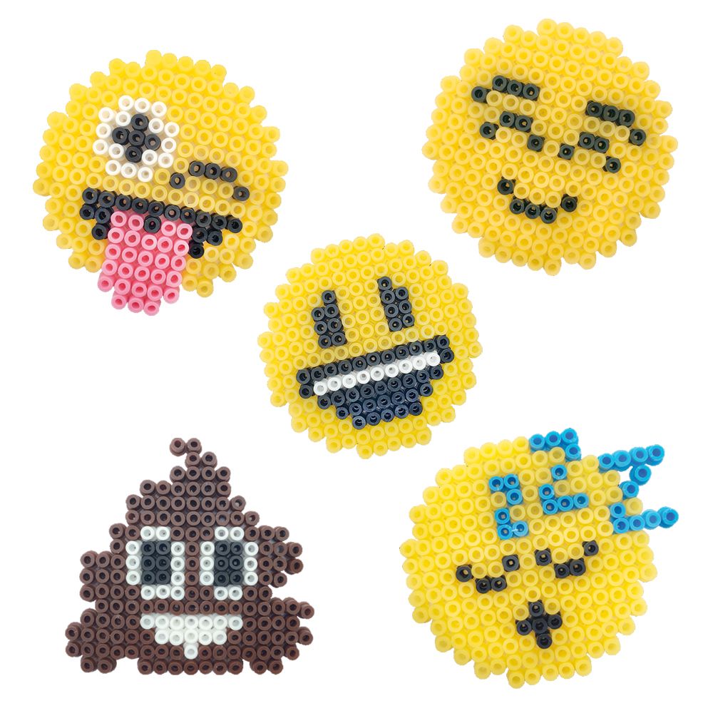 Perlepladesæt med Emoji humørikoner | PVC fri perler Se Olisan.dk